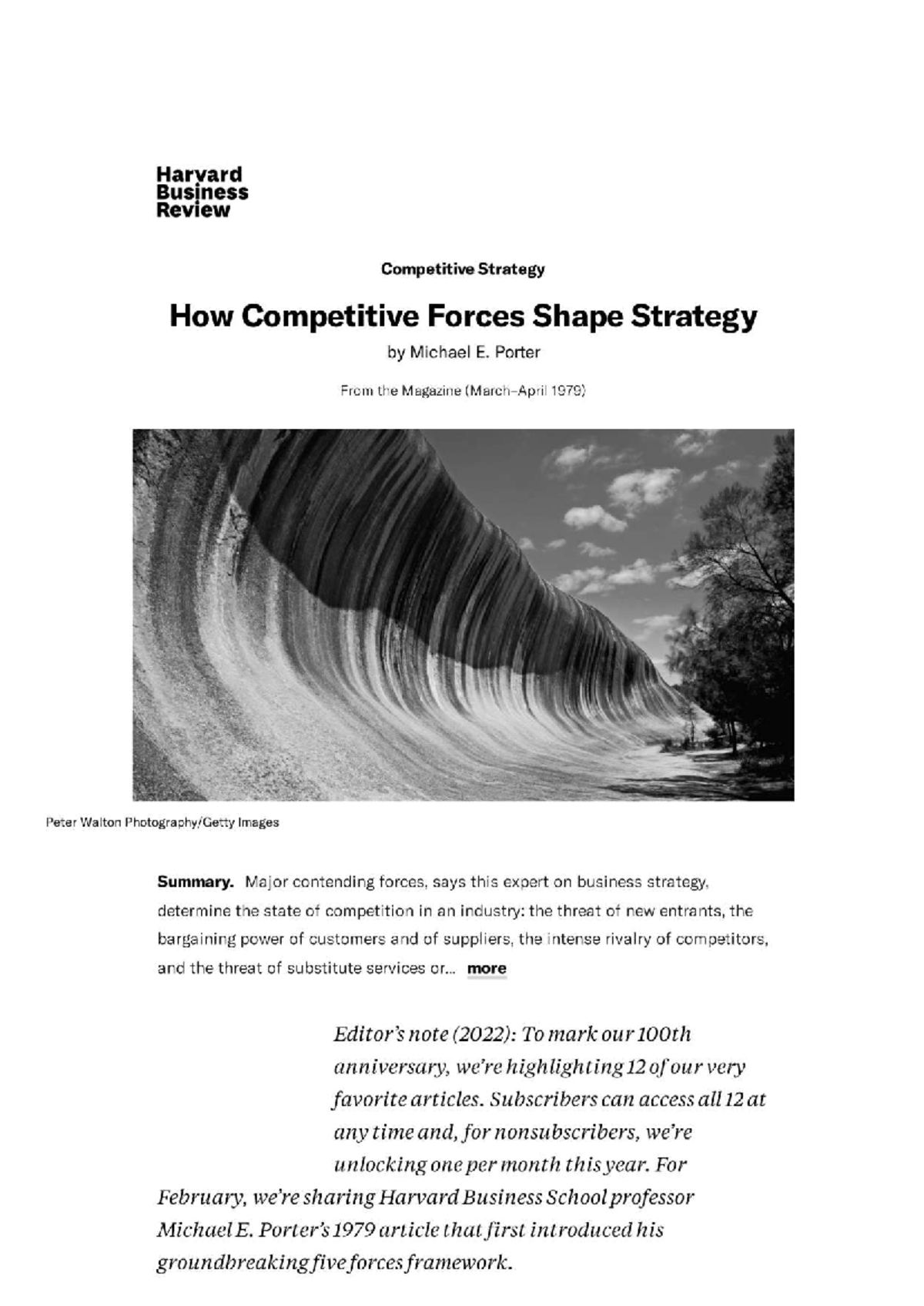 How Competitive Forces Shape Strategy - Strategic Management - Studocu