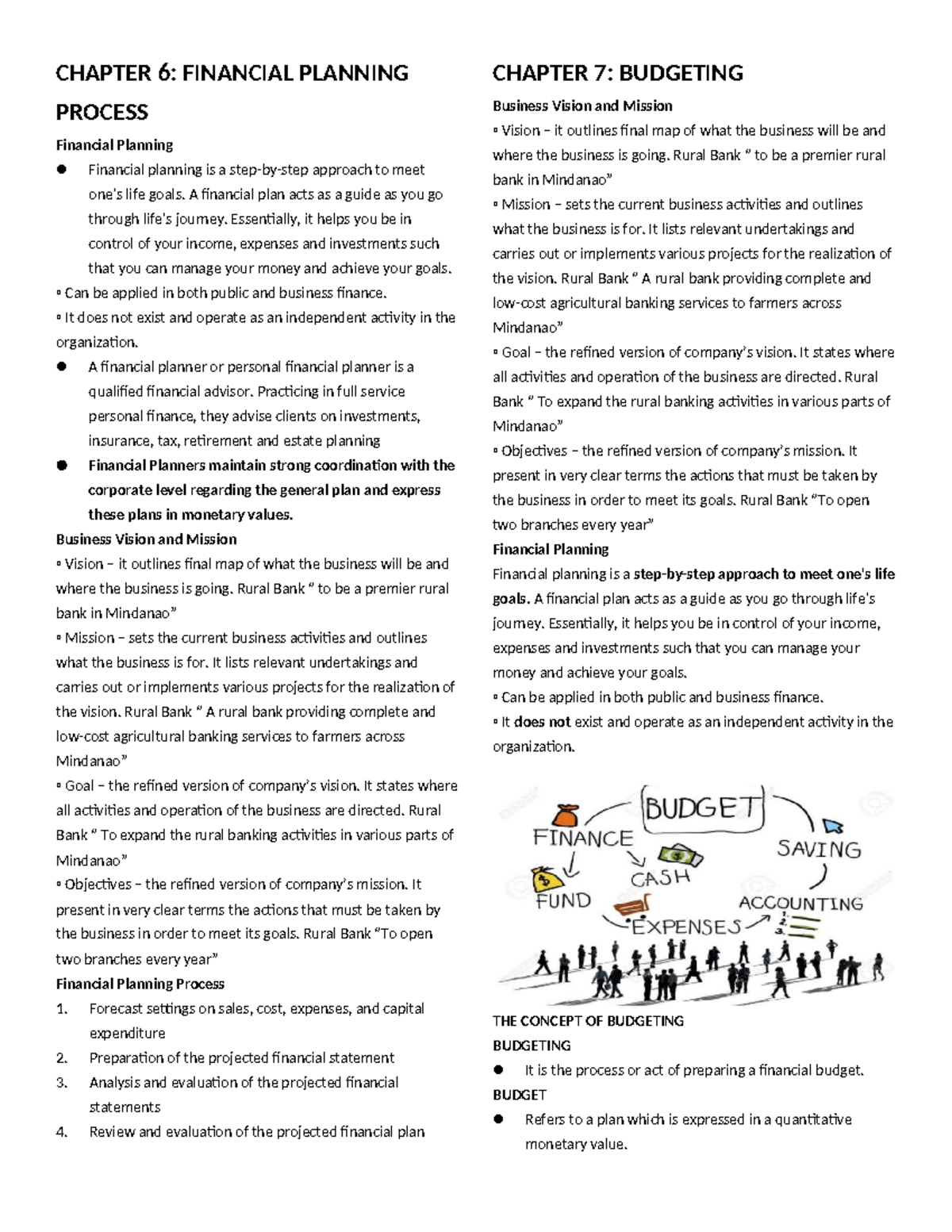 CHAPTER 6-7: FINANCIAL PLANNING & BUDGETING PROCESS - Studocu