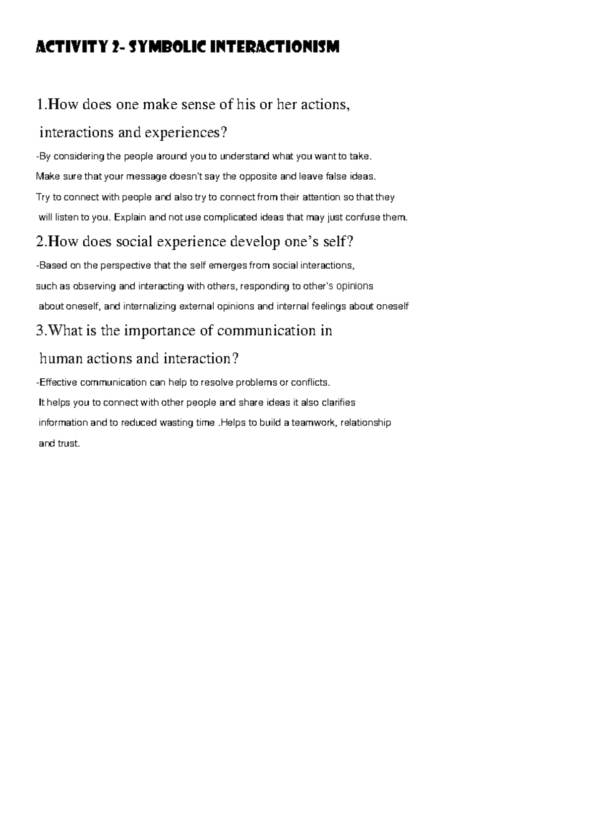 Activity 2: Understanding Symbolic Interactionism and Communication ...
