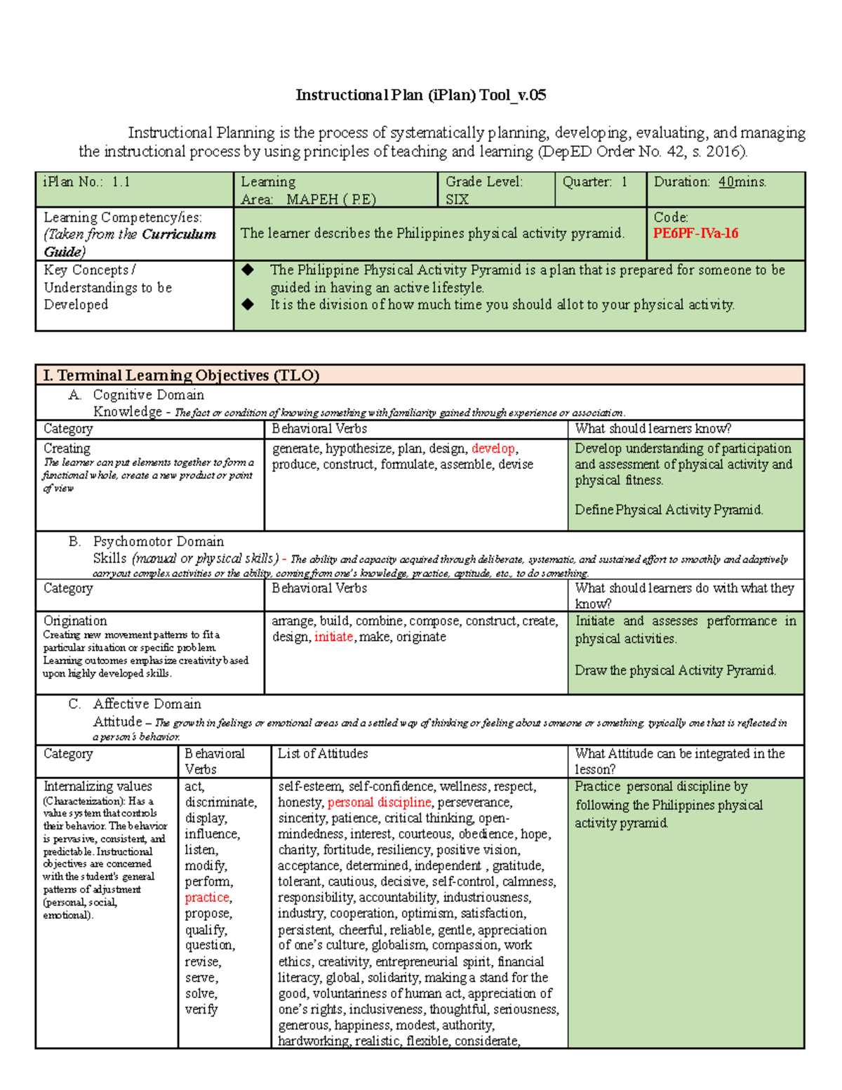 DLP-PE6-11: Understanding the Philippine Physical Activity Pyramid ...