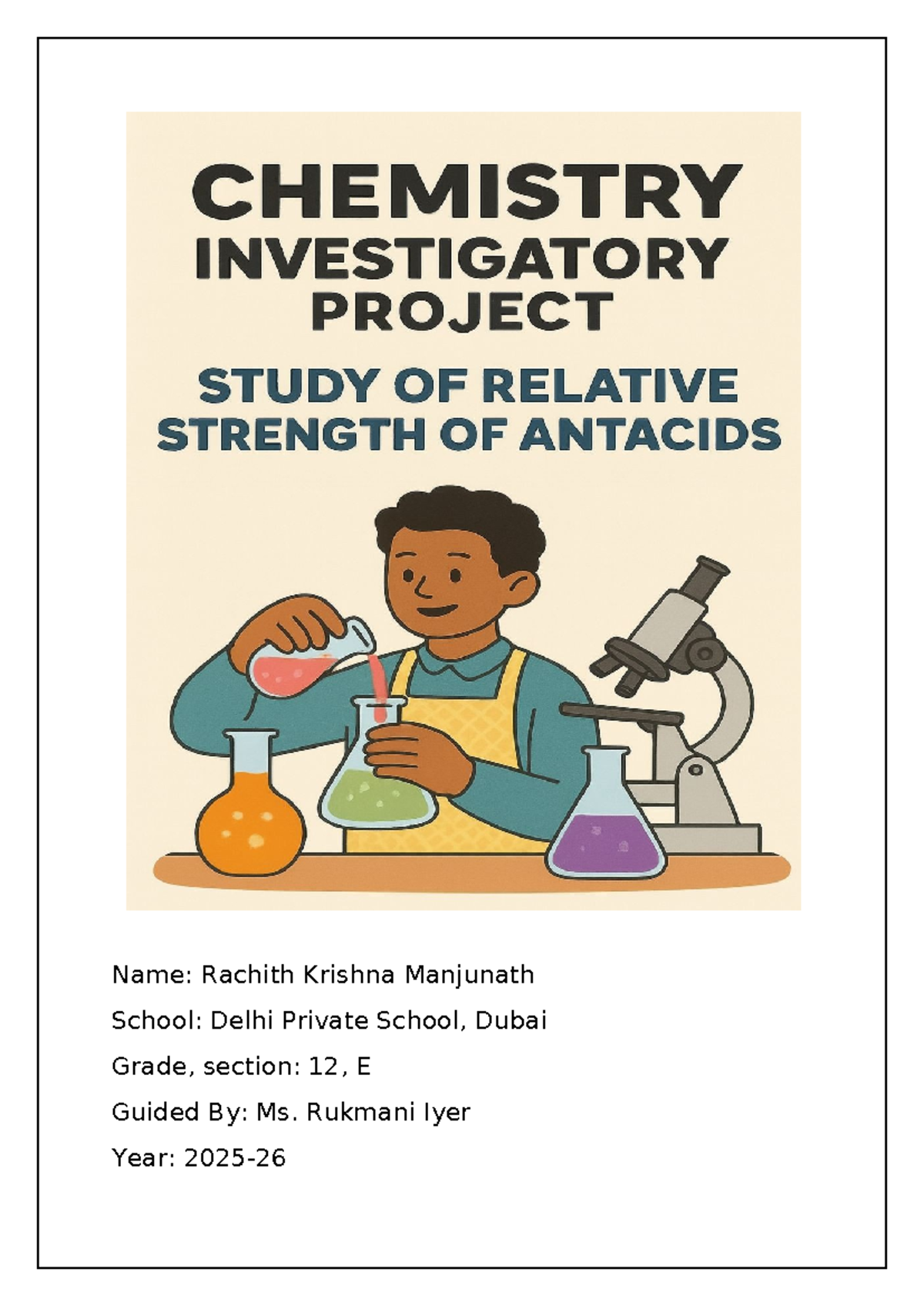 Chemistry Project: pH Neutralization by Antacids (CBSE 12) - Studocu
