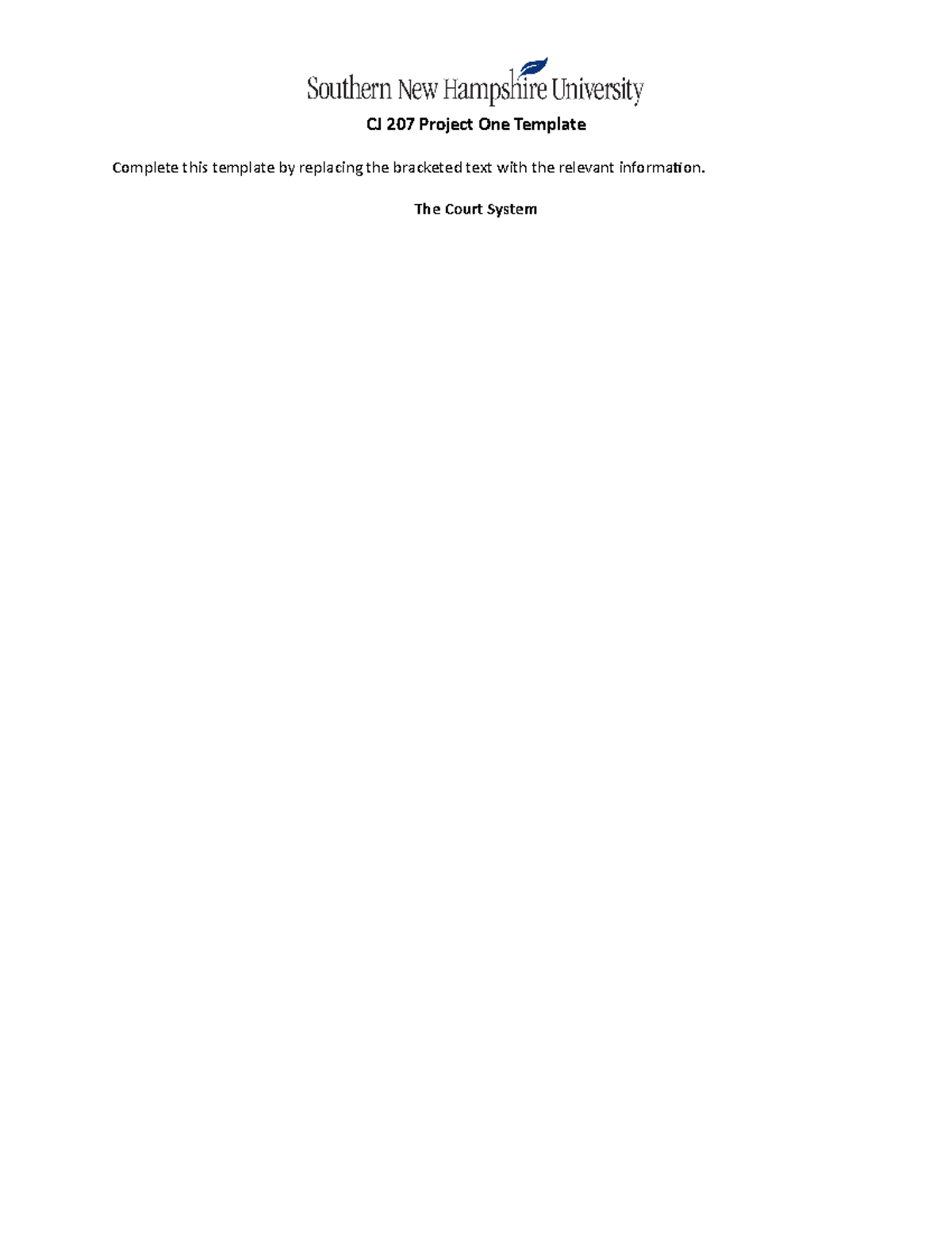 CJ 207 Project One: Template for Understanding Court Systems and Roles ...