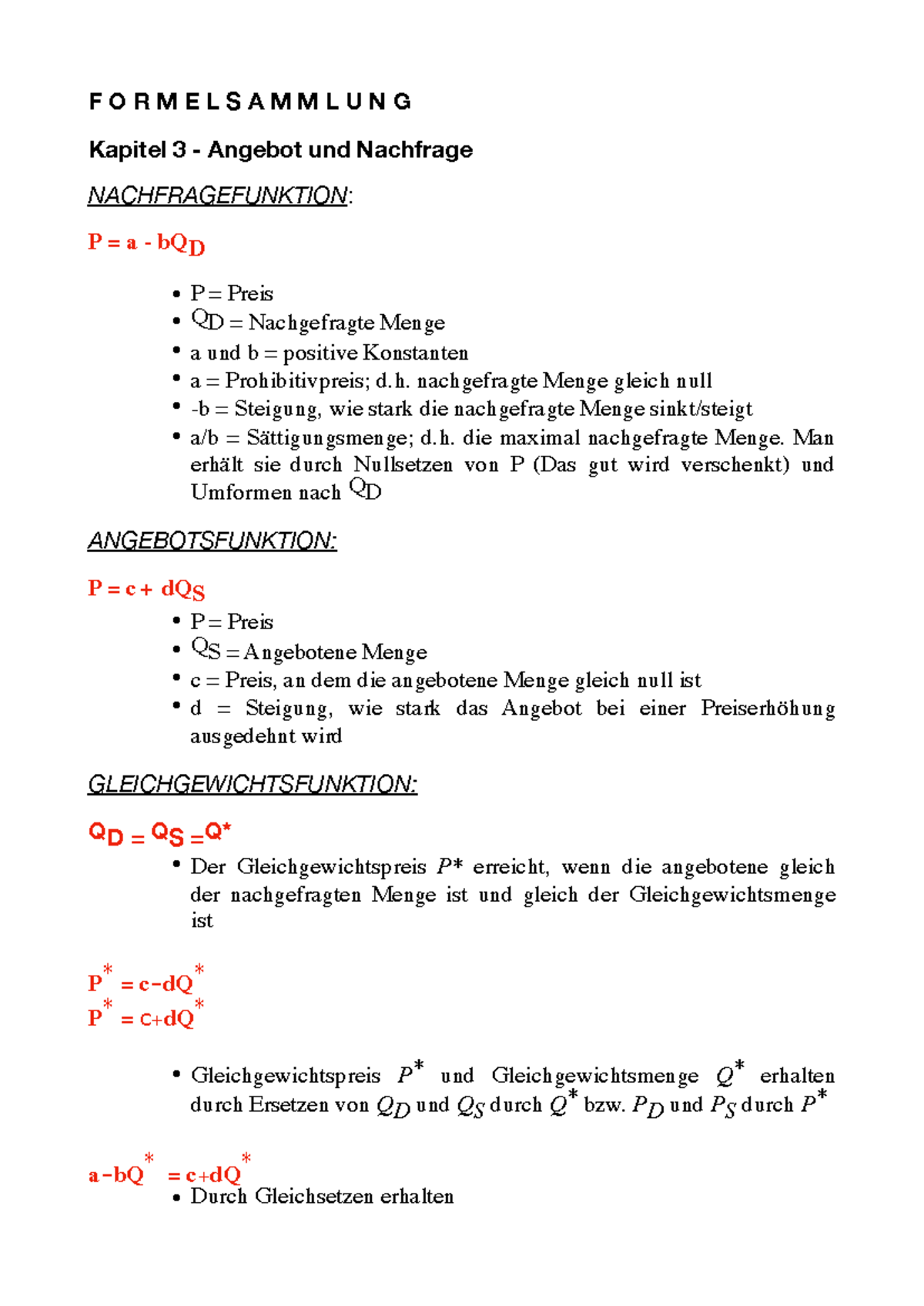 Formelsammlung VWL - Formel Grundlagen der VWL - F O R M E L S A M M L U N G Kapitel 3 - Angebot ...