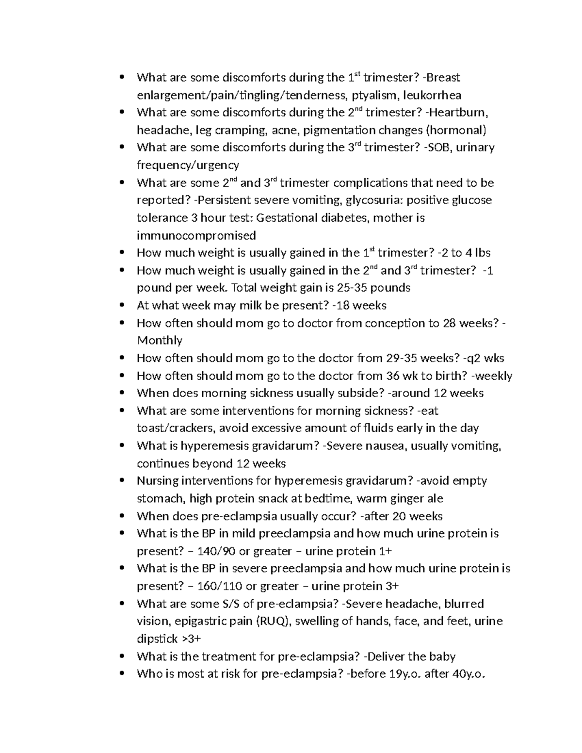 OB Practice Questions for Maternal Health and Complications - Studocu