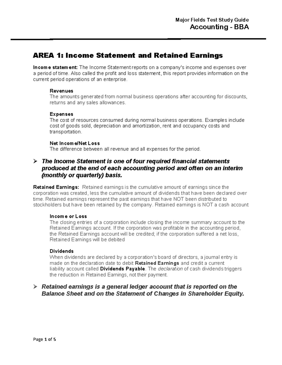 Major Fields Test Study Guide - Accounting (BBA) - Studocu