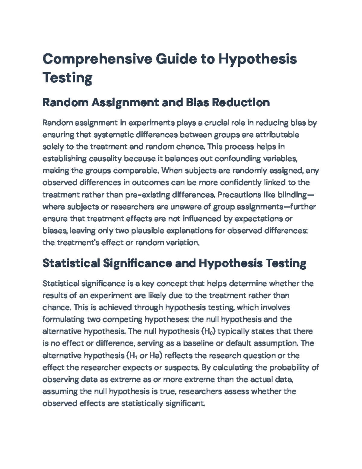 Comprehensive Guide to Hypothesis Testing: Random Assignment & Bias ...