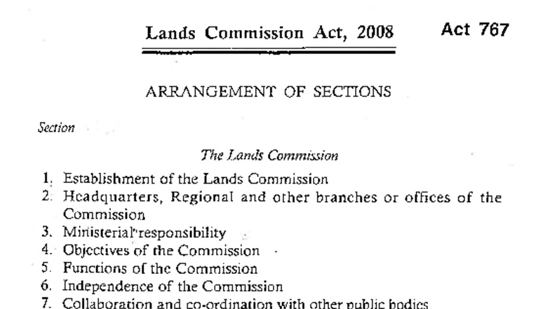 Lands Commission Act, 2008 (Act 767) - Detailed Section Overview - Studocu