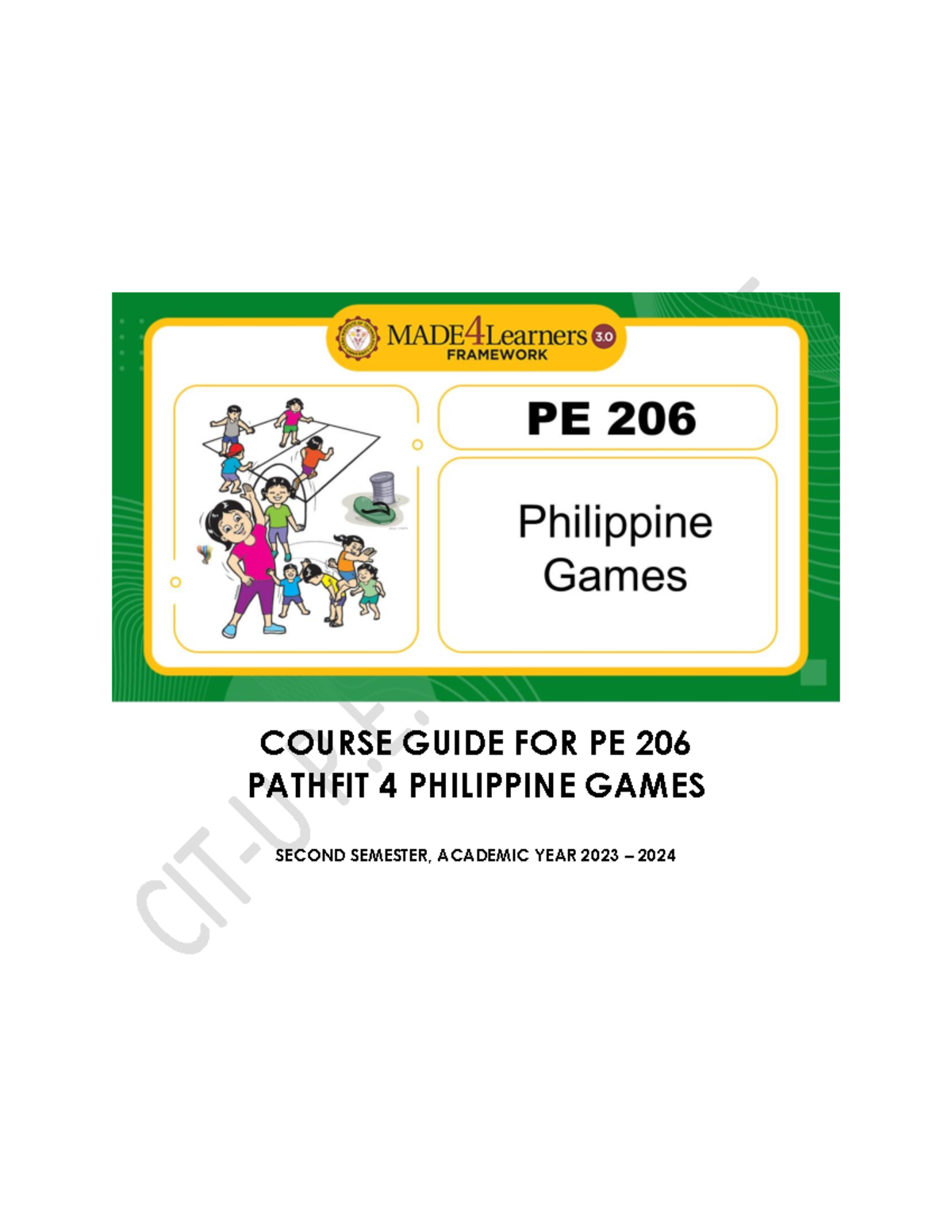 Pathfit 4 Philippine Games Course Guide (PE 206) 2nd Sem 2023-2024 ...