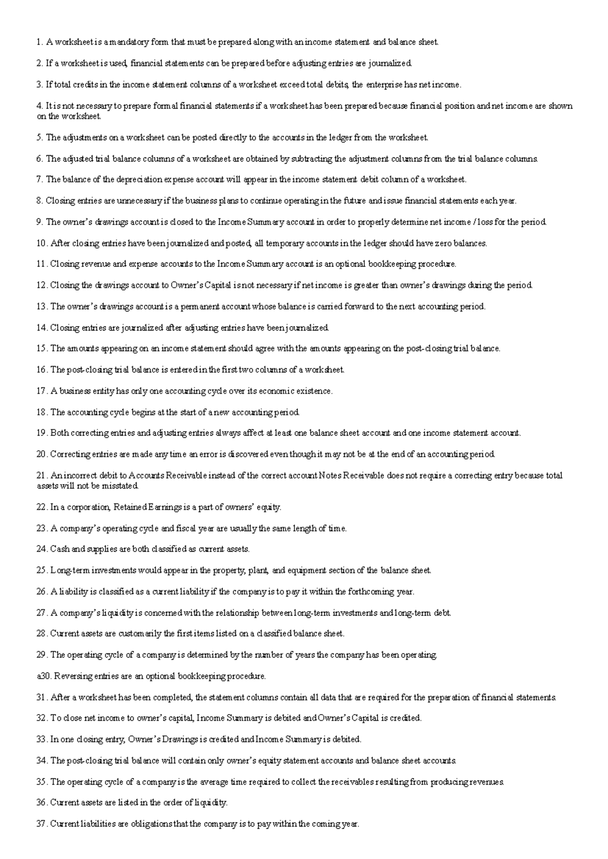 CHAP 4 Testbank - Understanding Worksheets and Financial Statements ...