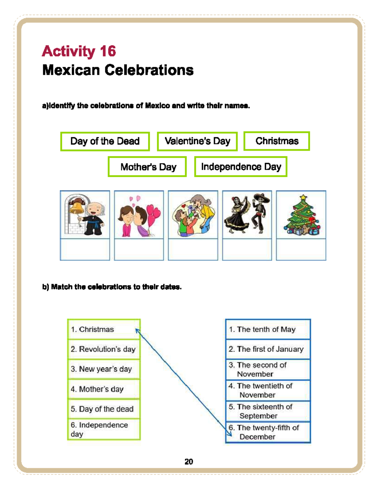 Mexican celebrations Worksheet - Lengua Española - Activity 16 Mexican ...