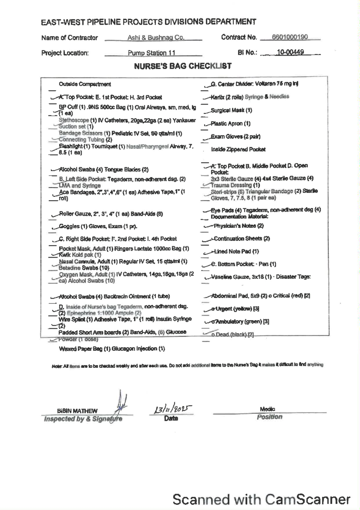 L6.19 Nurse Bag Inspection Checklist - Week 46 for Ashi Bushnag Co ...