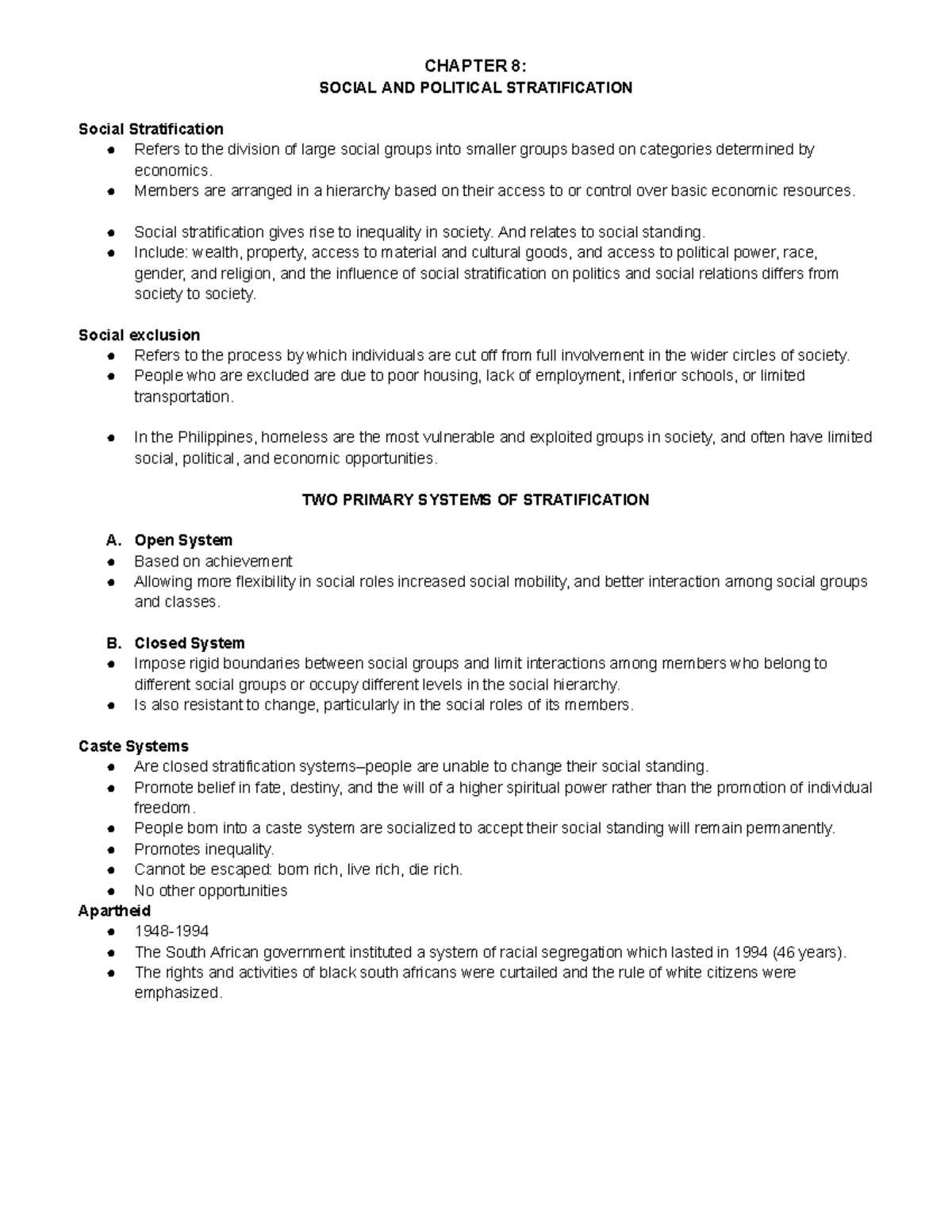 Culture L8-L10 - Note s - CHAPTER 8: SOCIAL AND POLITICAL ...