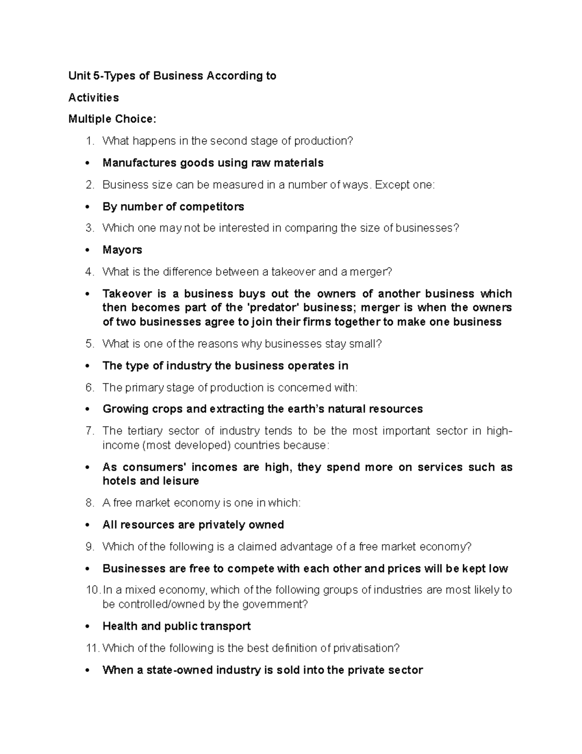Unit 5-Types of Business According to - Unit 5-Types of Business ...