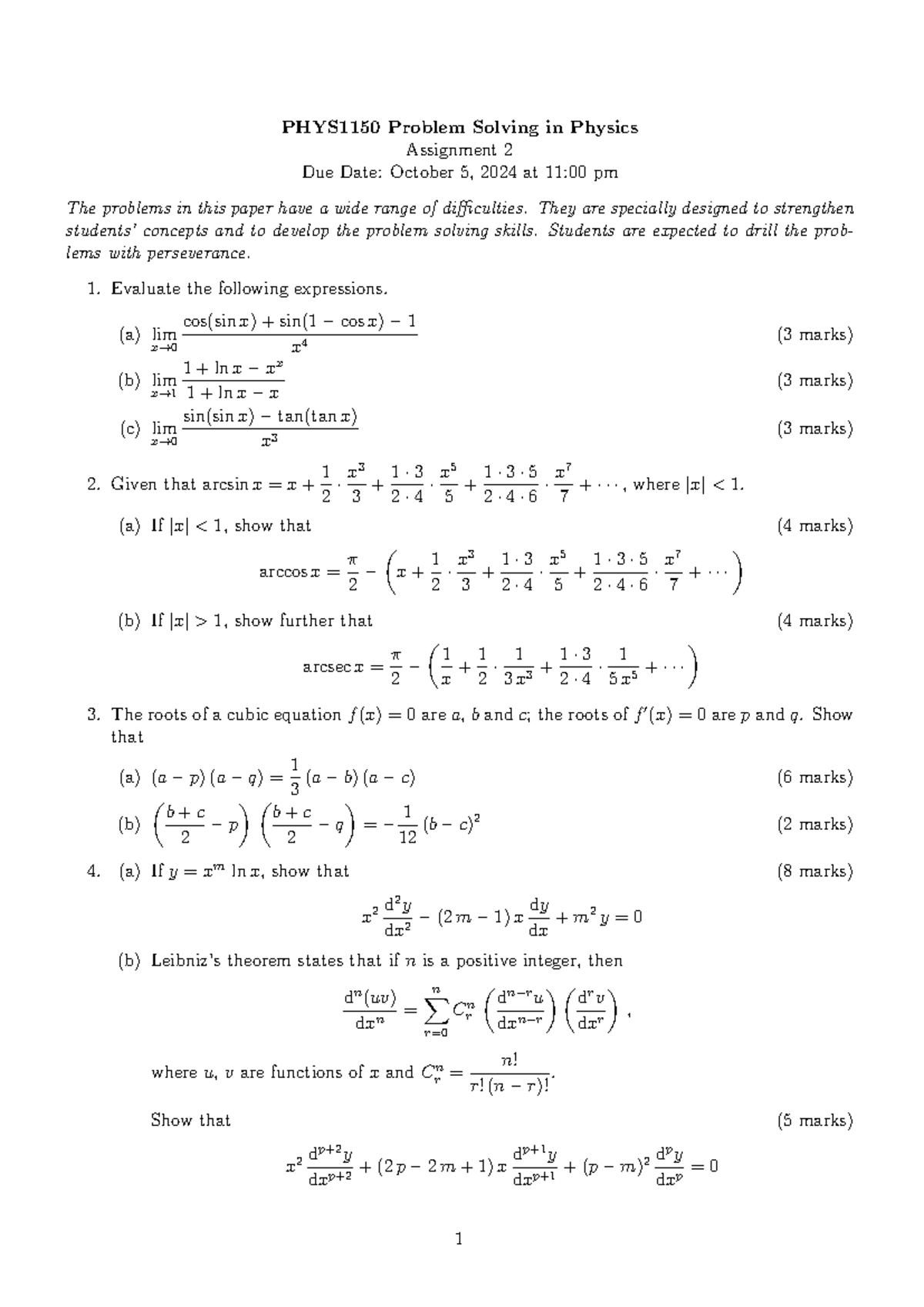 PHYS1150 Assignment 2: Problem Solving in Physics - Studocu