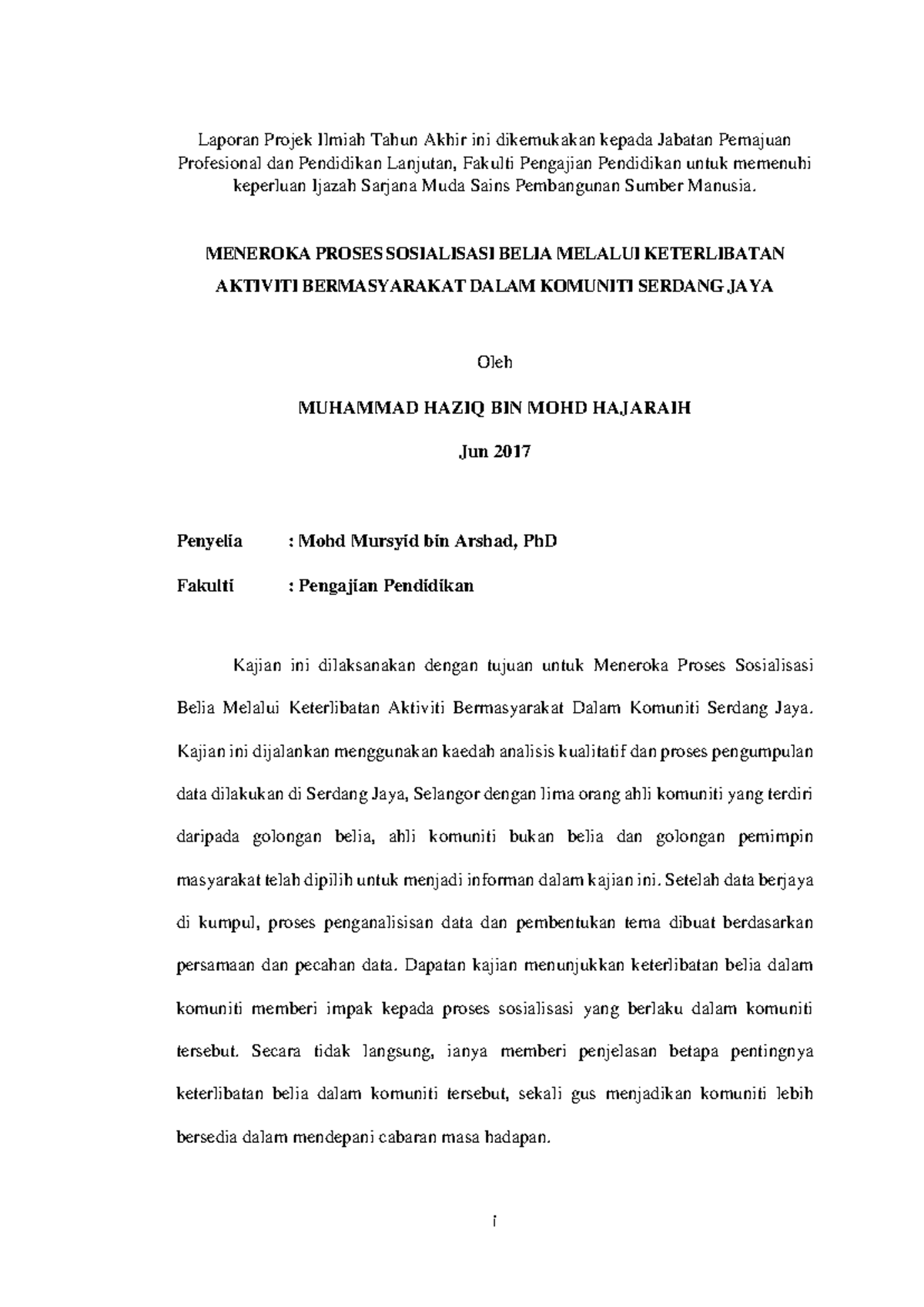 FYP FINAL YEAR PROJECT - Bacelor Sains Kimia dengan Pendidikan - UPM ...