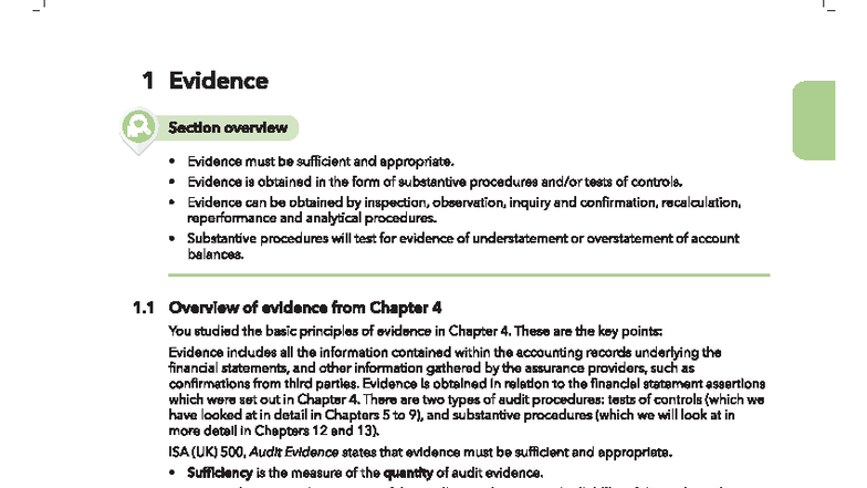 ICAEW 2023: Overview of Evidence and Sampling Procedures - Studocu
