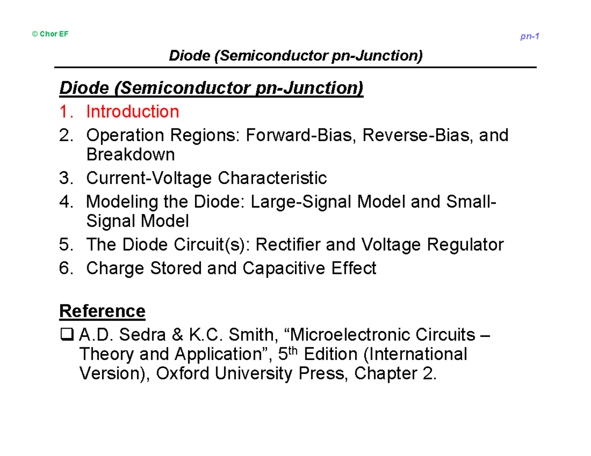 EE2027 2 Semiconductor pn Junction Diode - Diode (Semiconductor pn-Junction) Diode ...