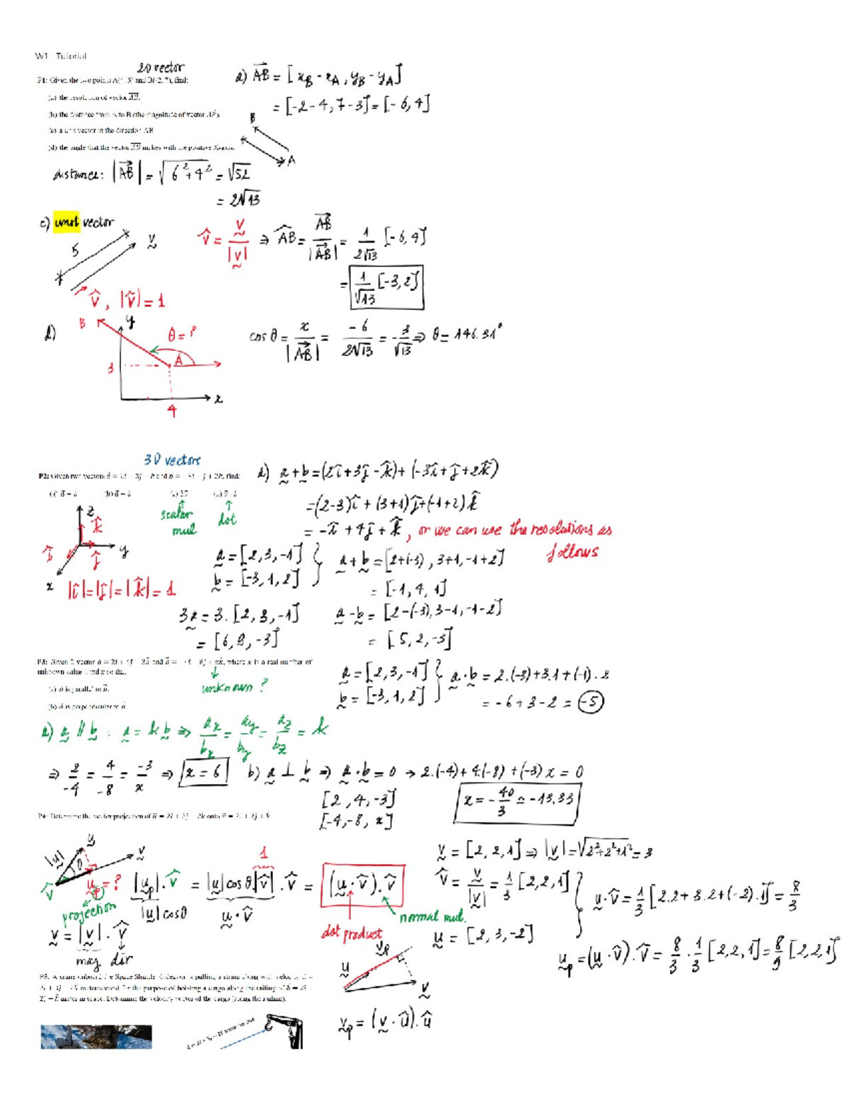 W1 - Tutorial Solutions for Vectors - Part 1 Overview - Studocu