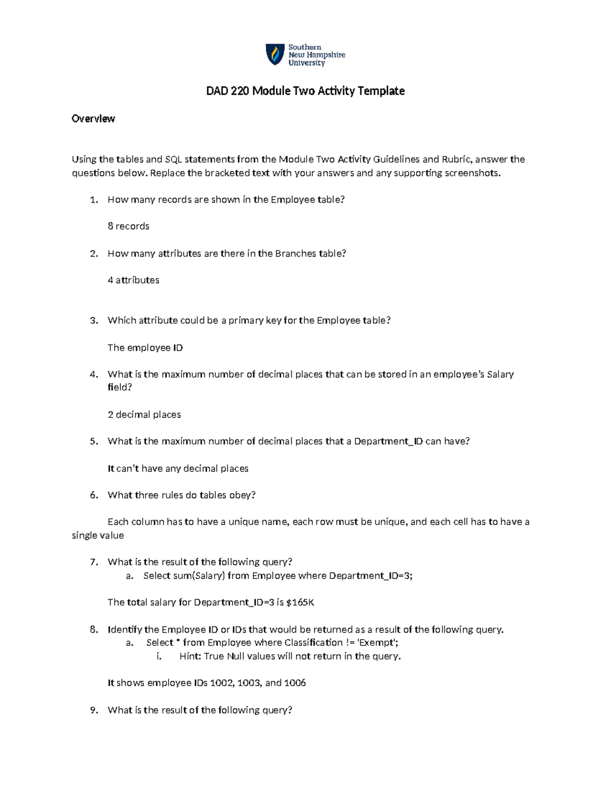 DAD 220 Module Two Activity Template-White - DAD 220 Module Two Activity Template Overview Using ...