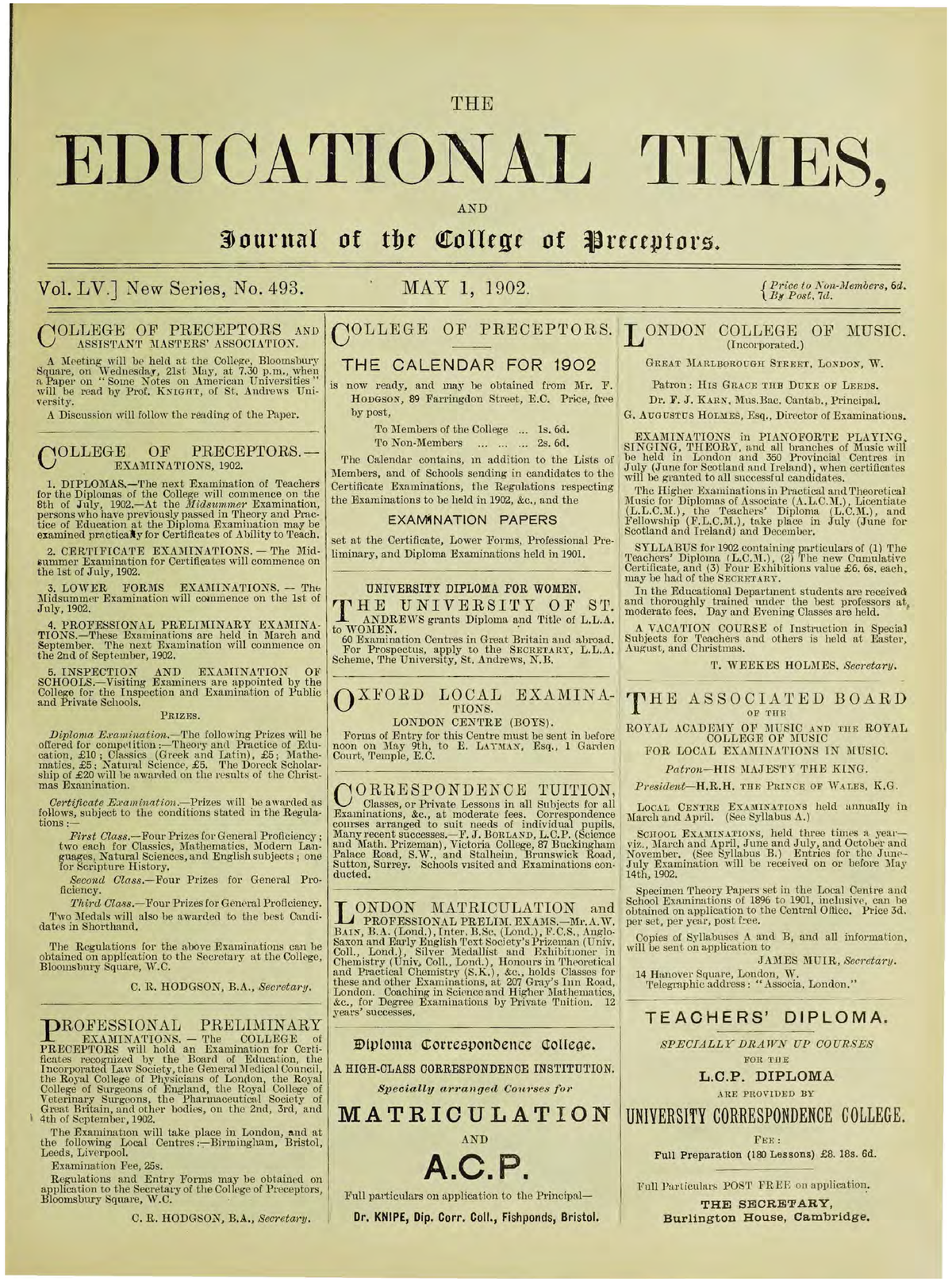 The Educational Times - May 1902 Edition: News and Updates - Studocu