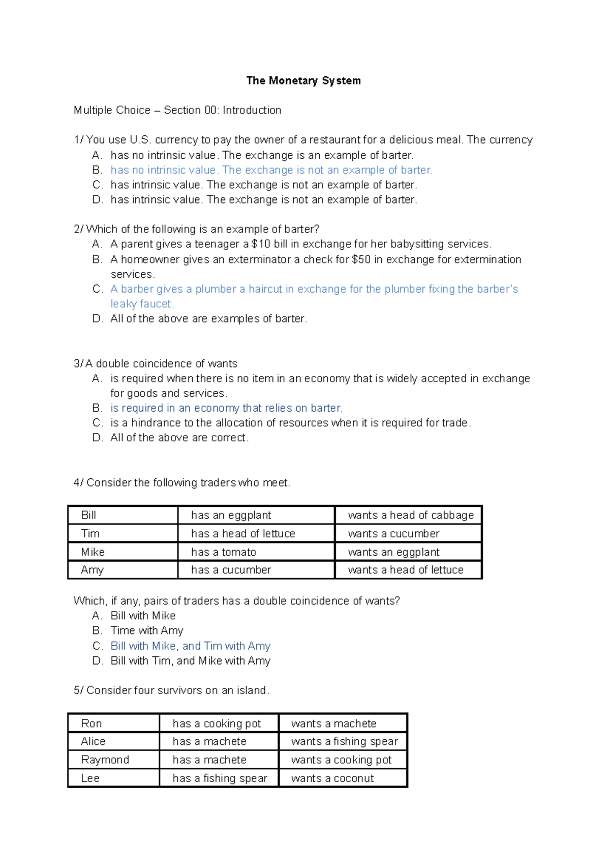 The-Monetary-System 2 - The Monetary System Multiple Choice – Section ...
