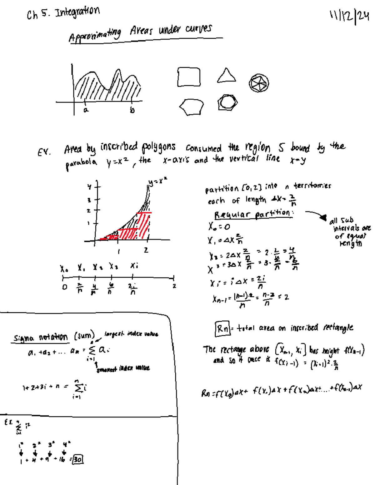 Calc 5 - Ch 5 Integration: Approximating Areas Under Curves - Studocu
