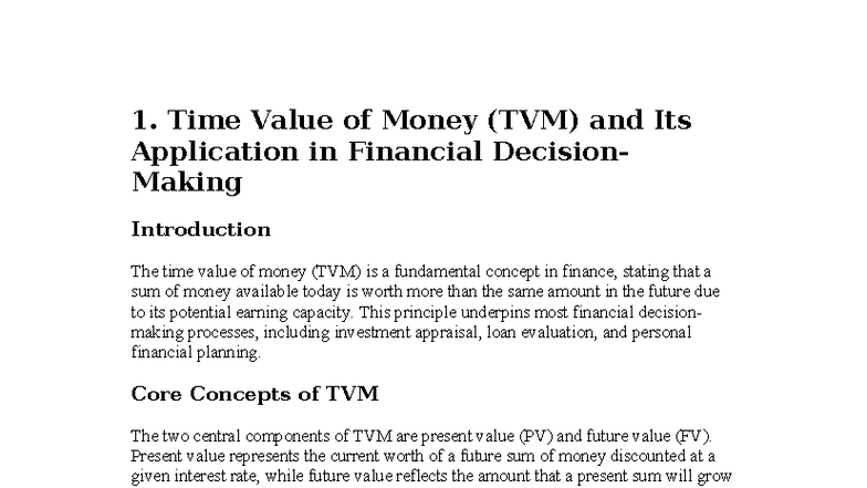 Time Value of Money (TVM) in Financial Decision-Making - Studocu