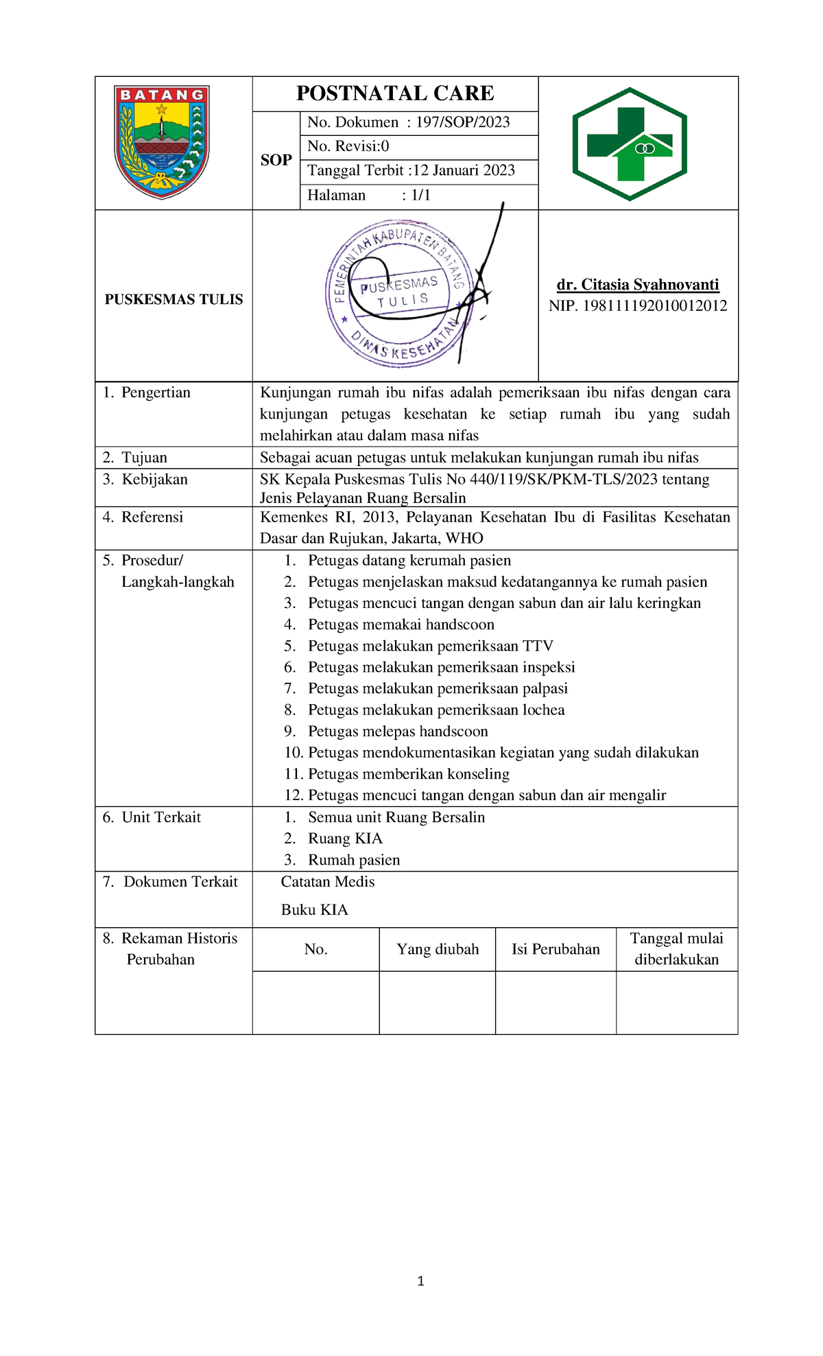 SOP PNC: Postnatal Care Procedures for Home Visits - Studocu