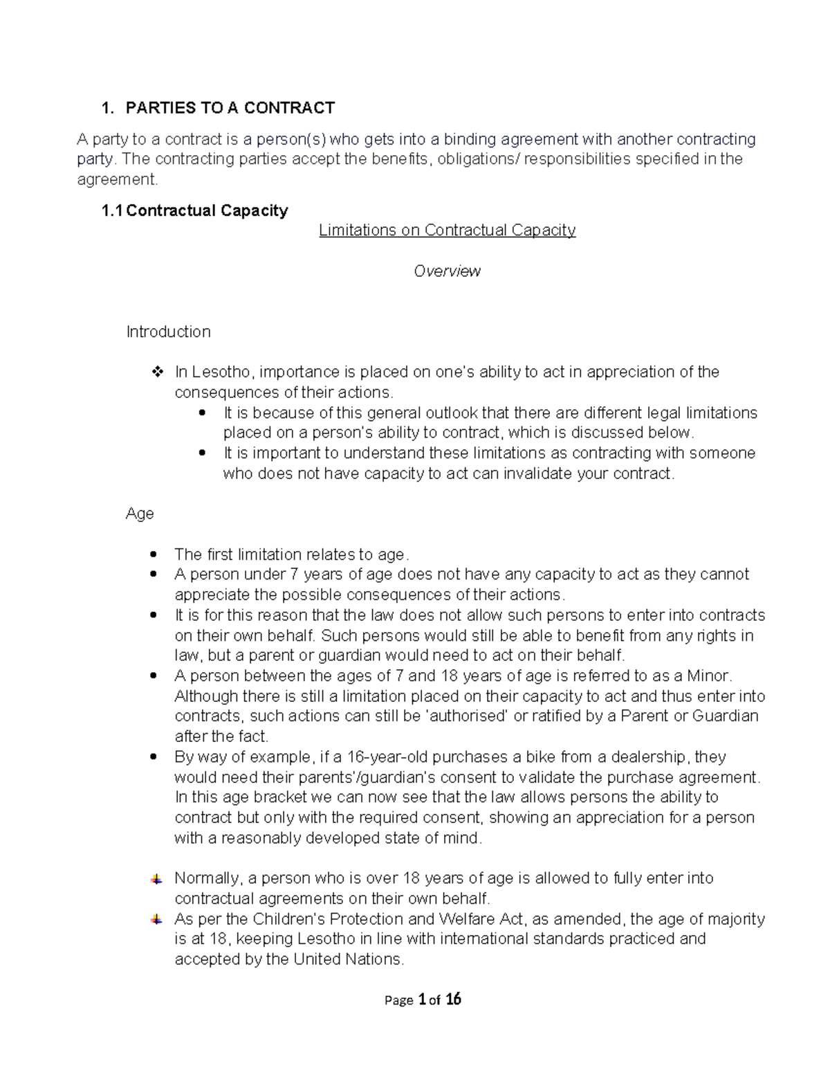 Contractual Capacity and Limitations: Parties to a Contract (Law 101 ...
