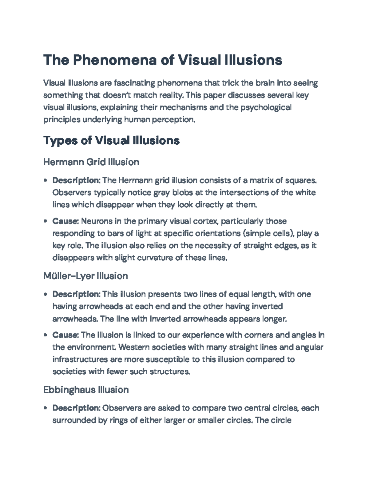 Understanding Visual Illusions: Mechanisms and Psychological Principles ...