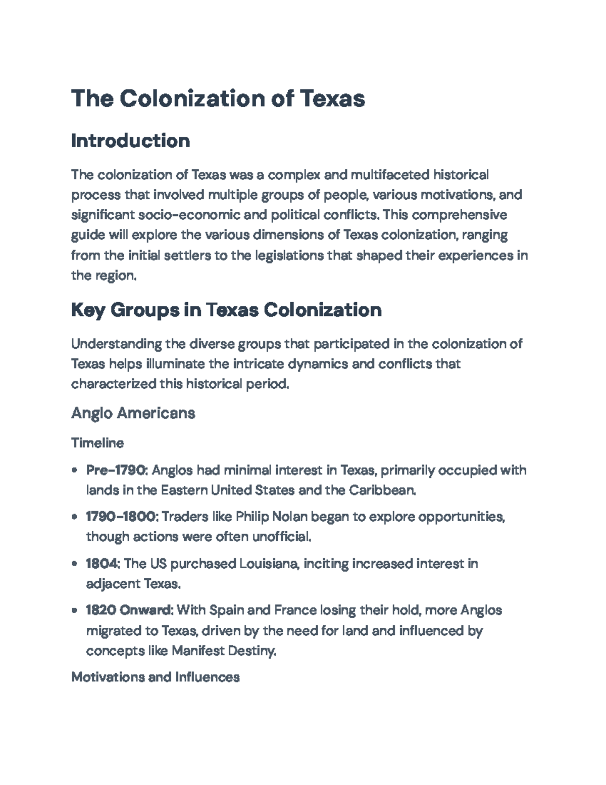 Colonization of Texas: Key Groups, Laws, and Conflicts in History - The ...