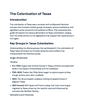 Spanish Colonization of Texas: Motivations, Expeditions, and Impact ...