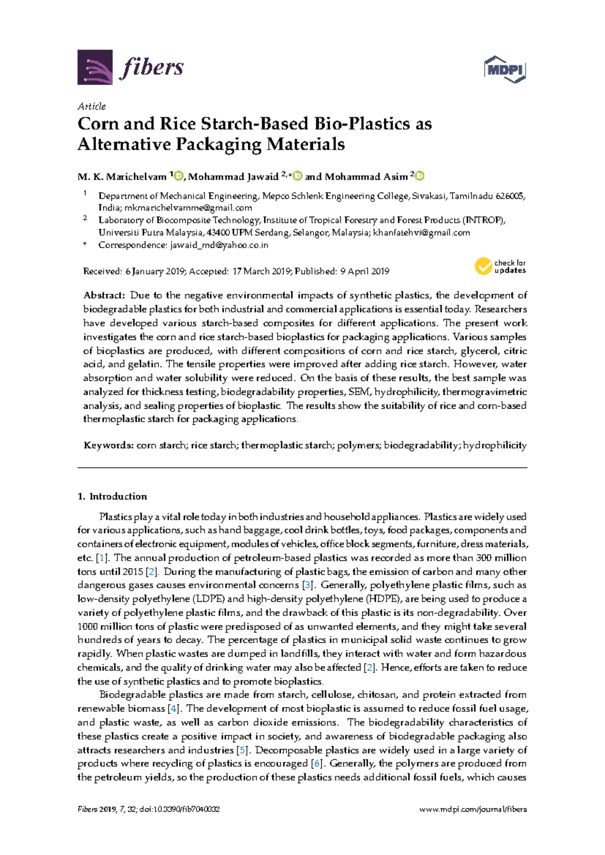 Corn and Rice Starch-Based Bio-Plastics as Alternative Packaging ...