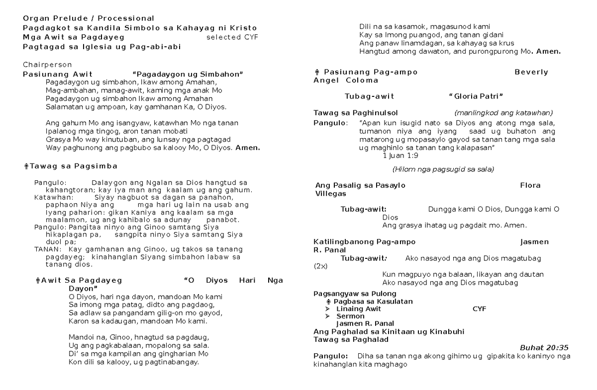 TALAMDAN Service Program - November 21, 2022 - UCCP Mat-i - Studocu