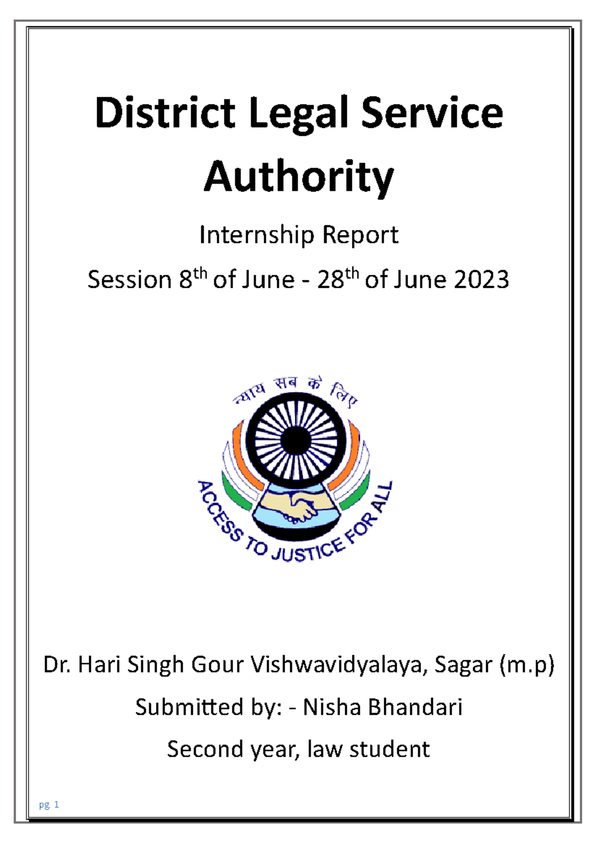 DLSA Internship Report 2023: Insights from District Legal Services - Studocu