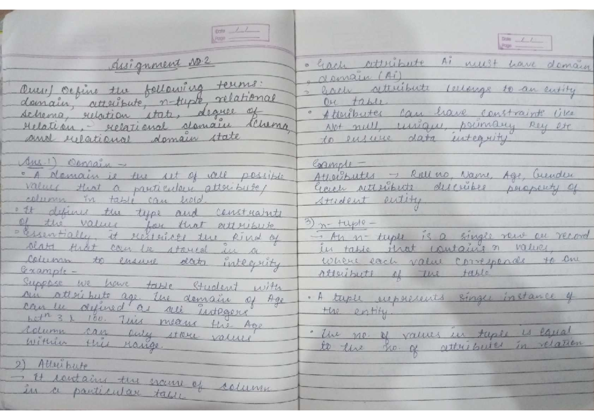 DBMS Assignment 2 - Relational Concepts and Queries Notes - Studocu