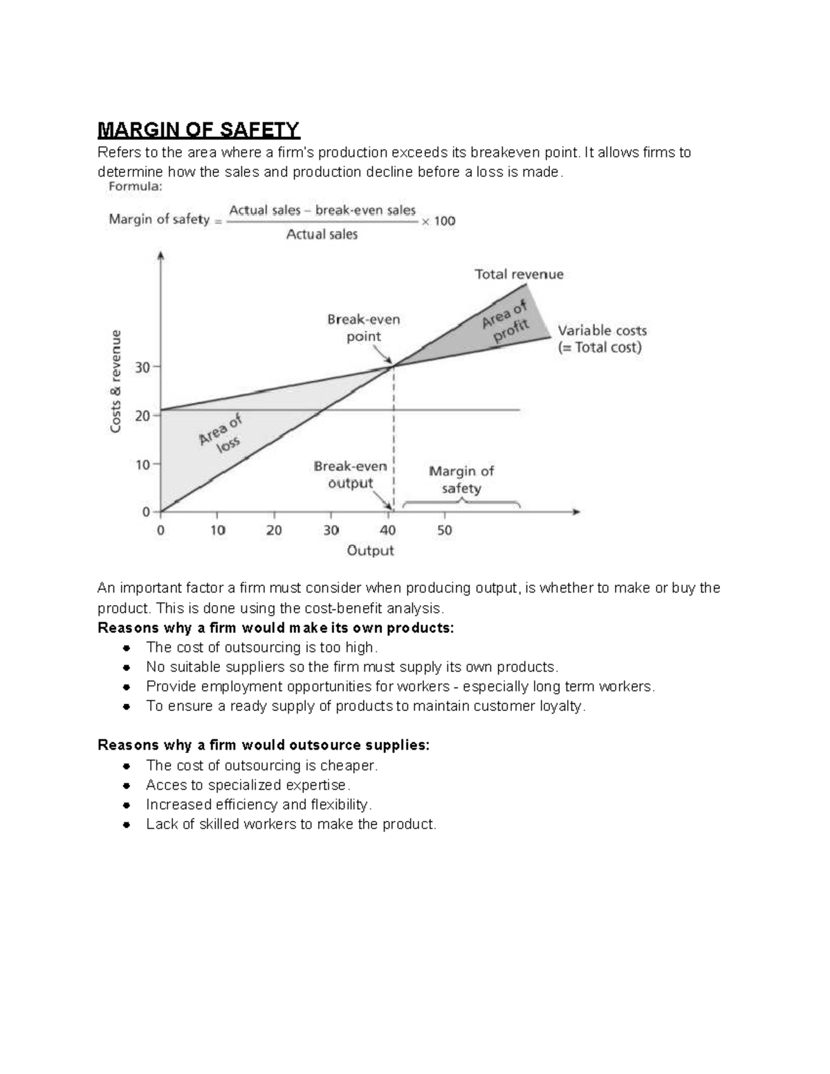 MOB 2: Margin of Safety, Lean Production & Quality Management Notes ...