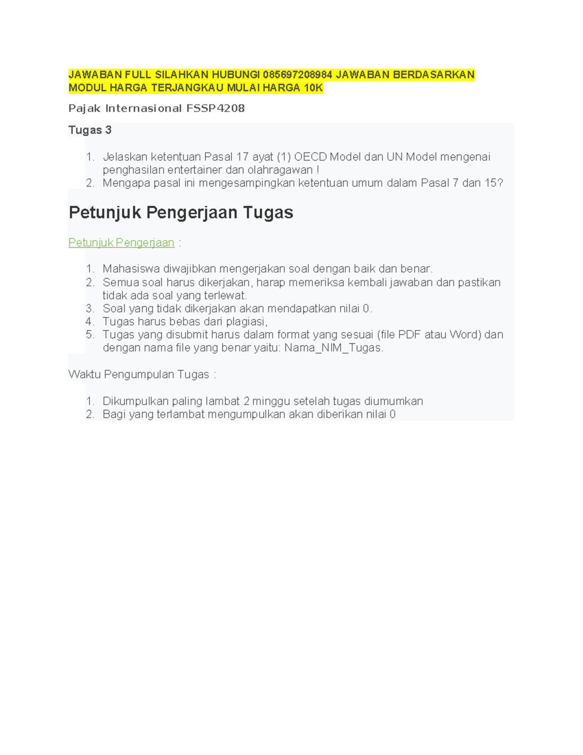Tugas 3: Analisis Pasal 17 OECD & UN Model - Pajak Internasional ...
