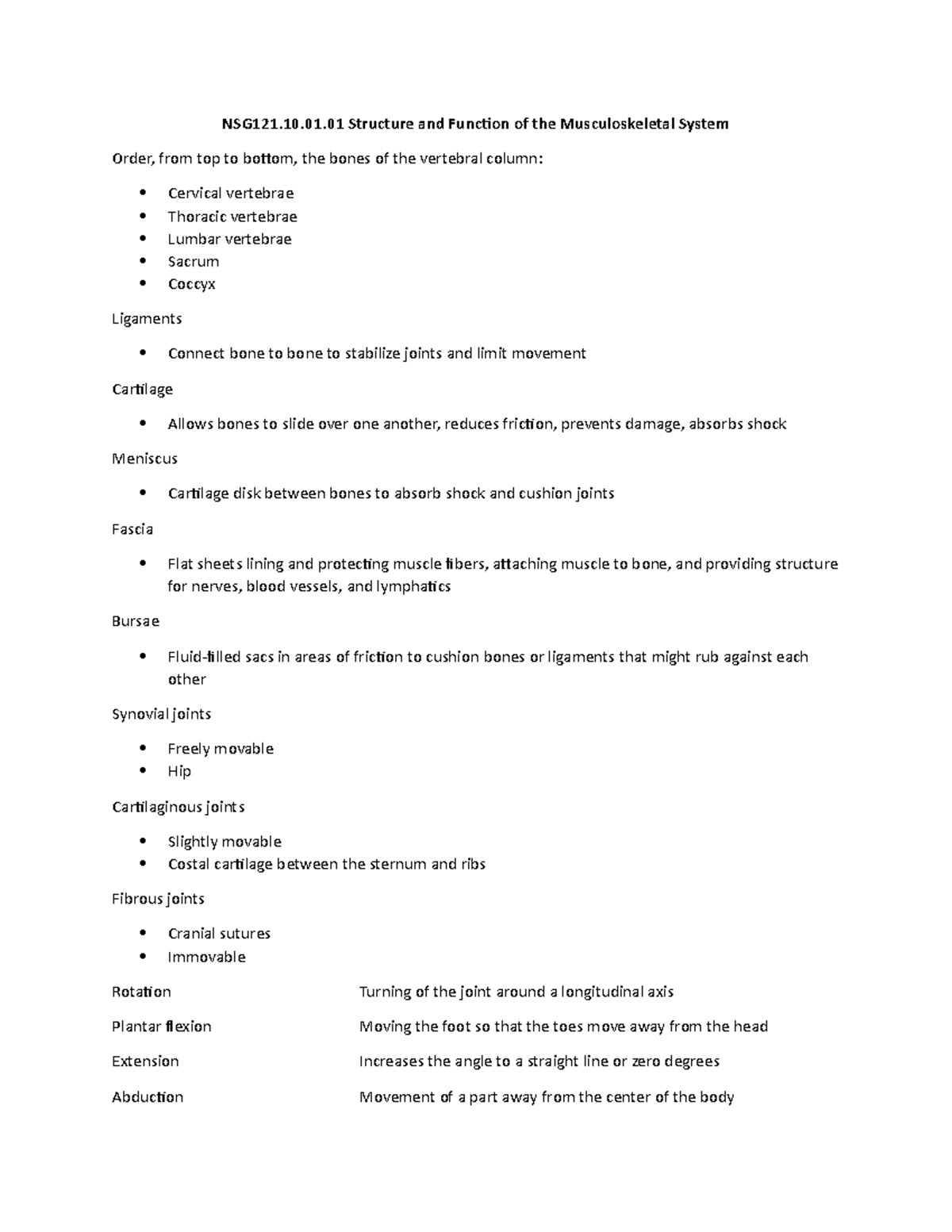 Module 10 - RealizeIt practice notes - NSG121.10.01 Structure and ...