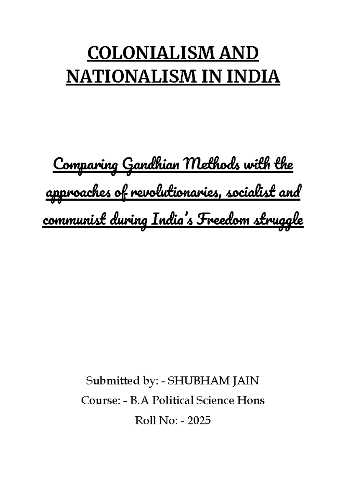 Comparing Gandhian Methods CNI - COLONIALISM AND NATIONALISM IN INDIA ...