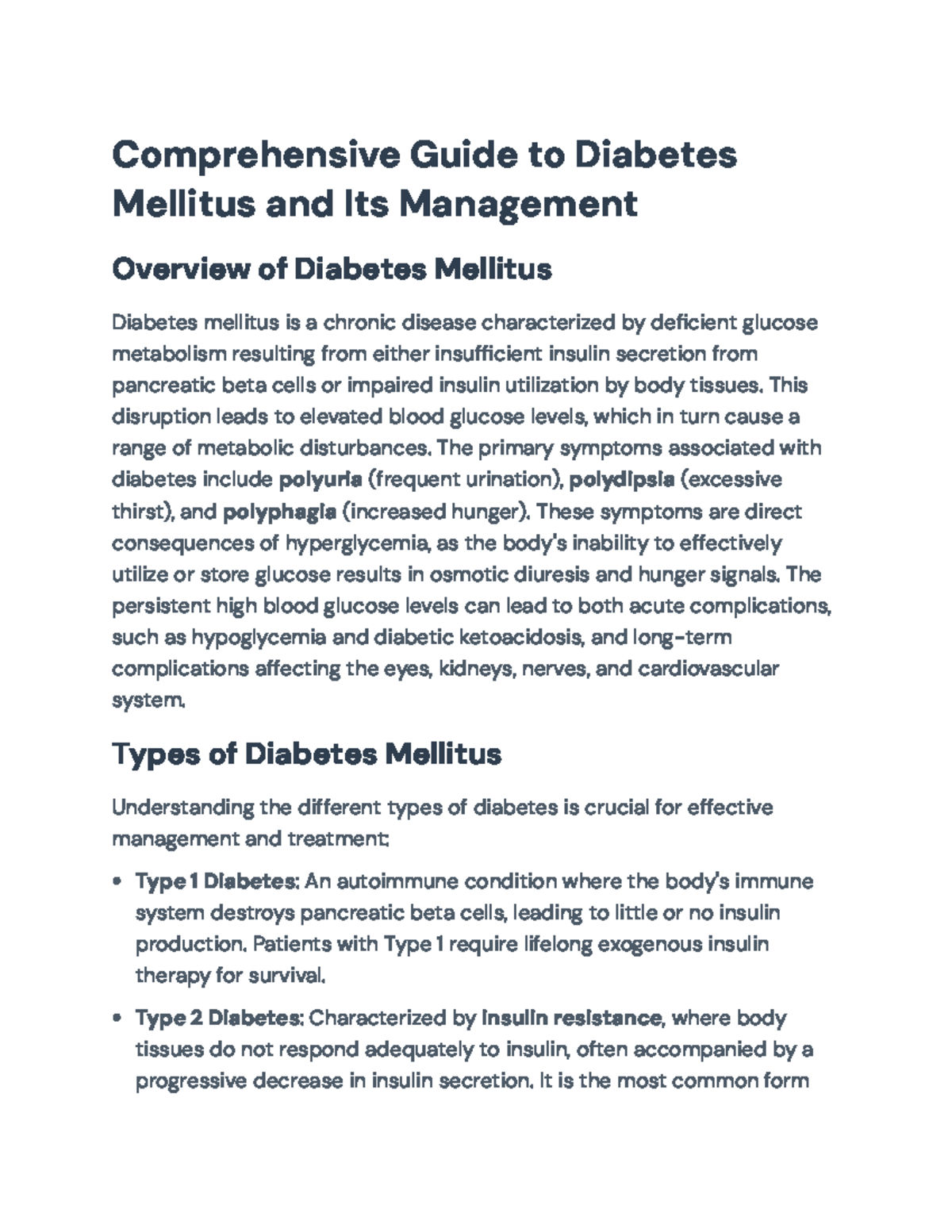 Comprehensive Guide to Diabetes Management (Course Code: [Insert Code ...