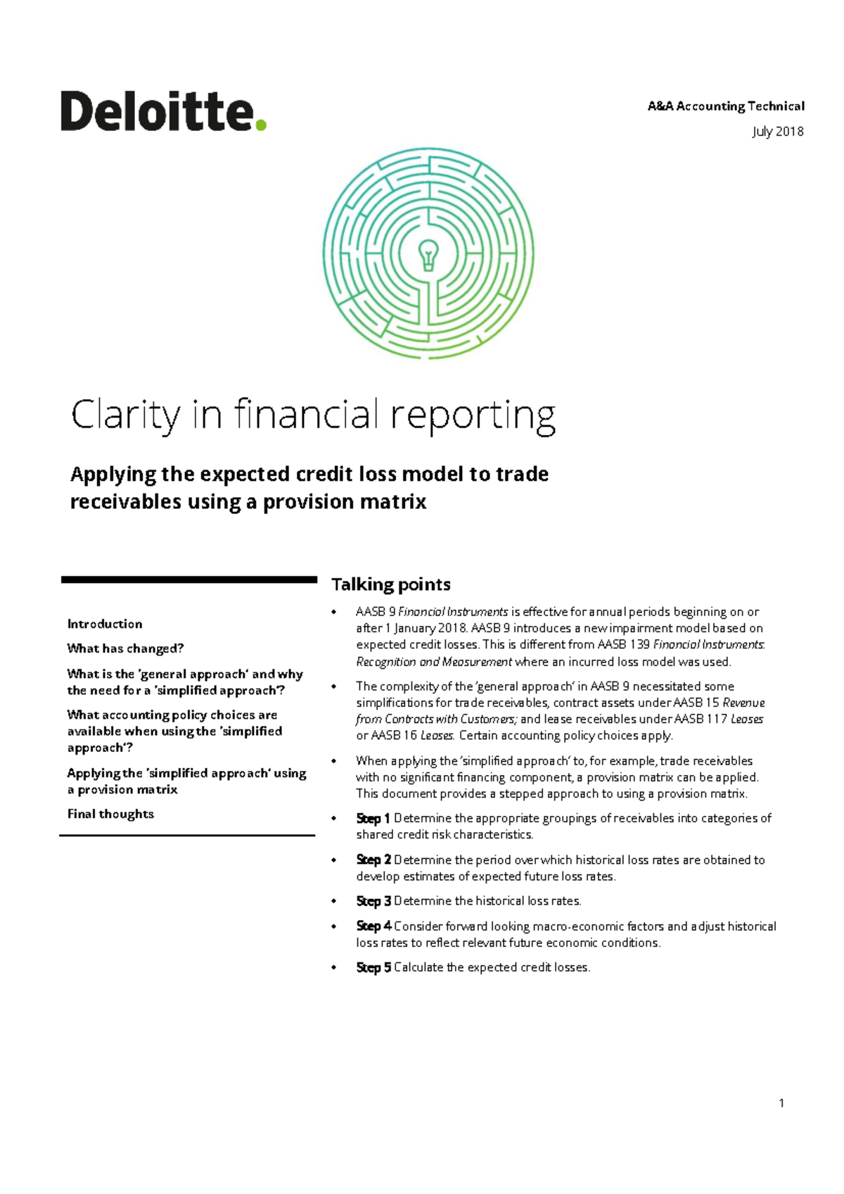 Deloitte AU Audit: Applying Expected Credit Loss Model to Trade ...