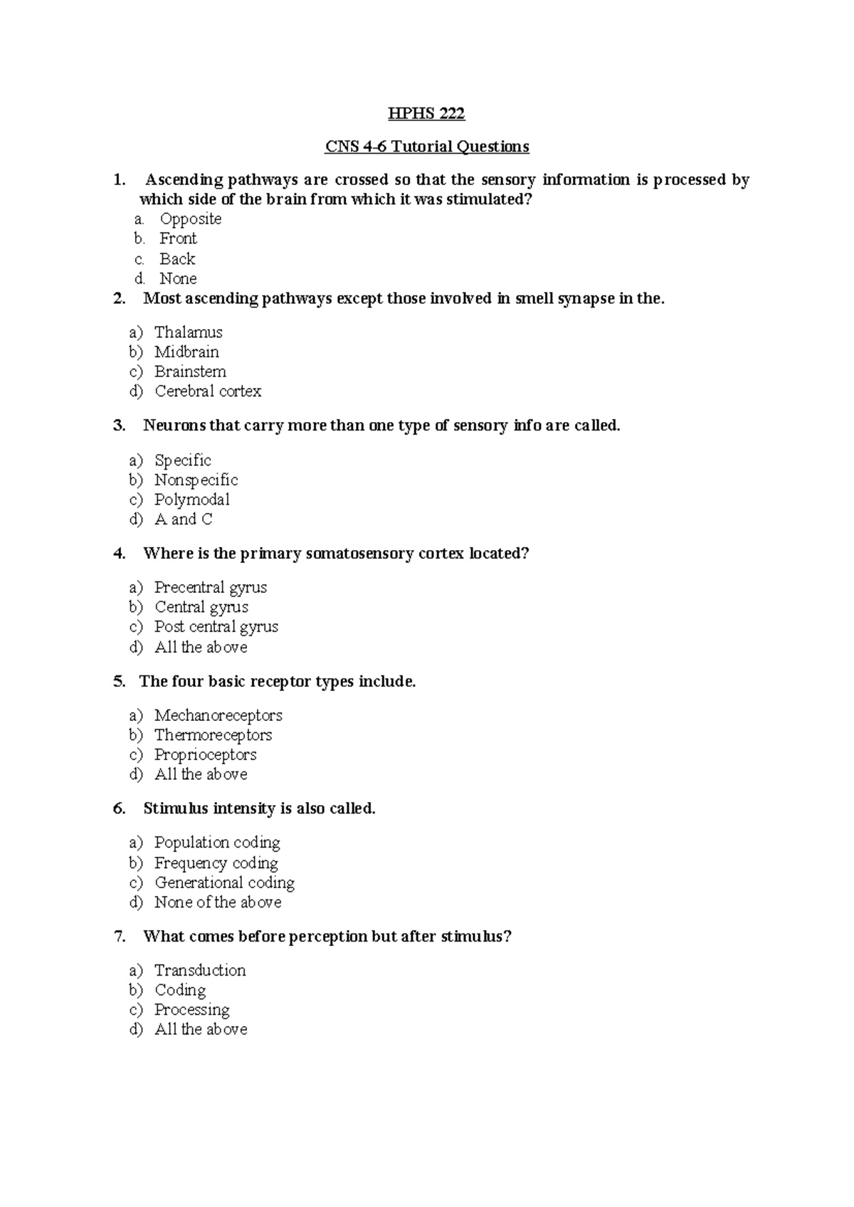 HPHS222 CNS 5 Tutorial Questions and Answers - Studocu