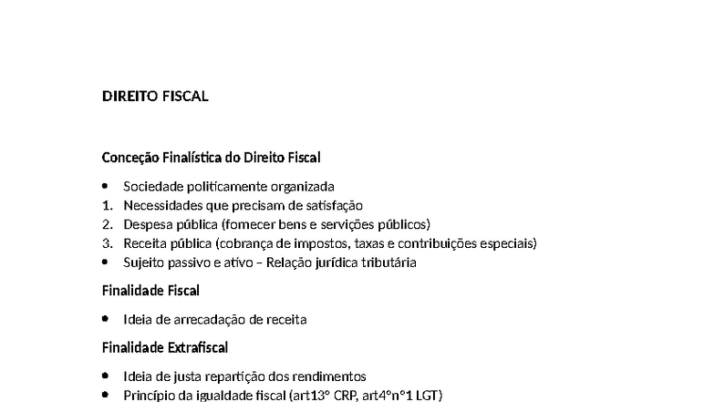 DIREITO FISCAL: Conceção e Princípios Fundamentais - Studocu