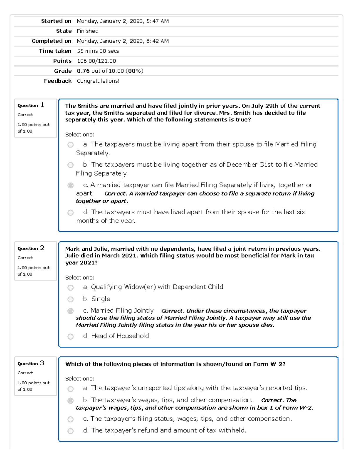 Module 1 Final Exam - Part I Taxation Answers and Feedback - Studocu