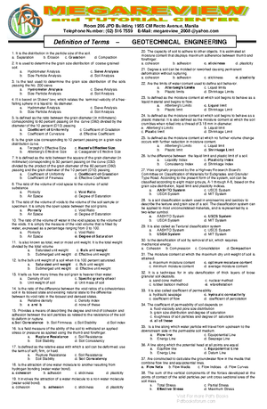 Mega Review Assessment Exam (Geotechnical Engineering) - Assessment Exam 04 Geotechnical ...