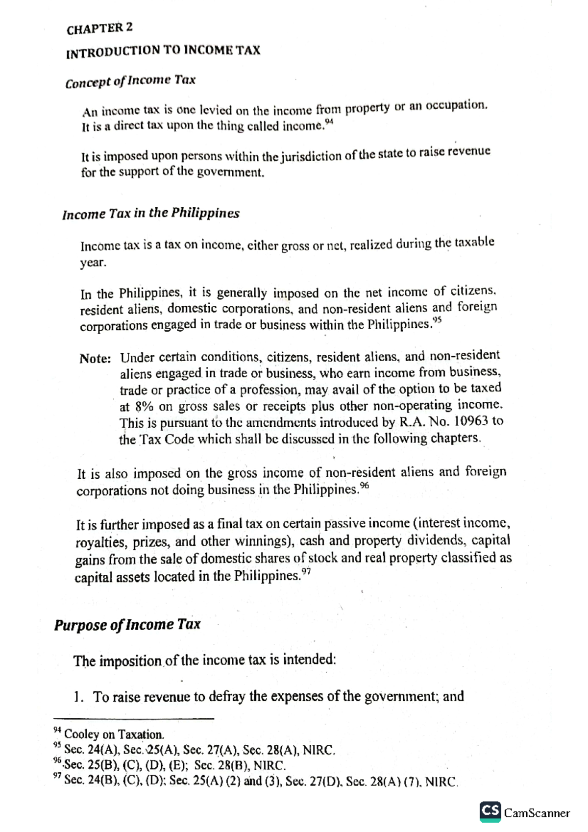 Chapter 2 - Introduction to Income Tax in the Philippines - Studocu
