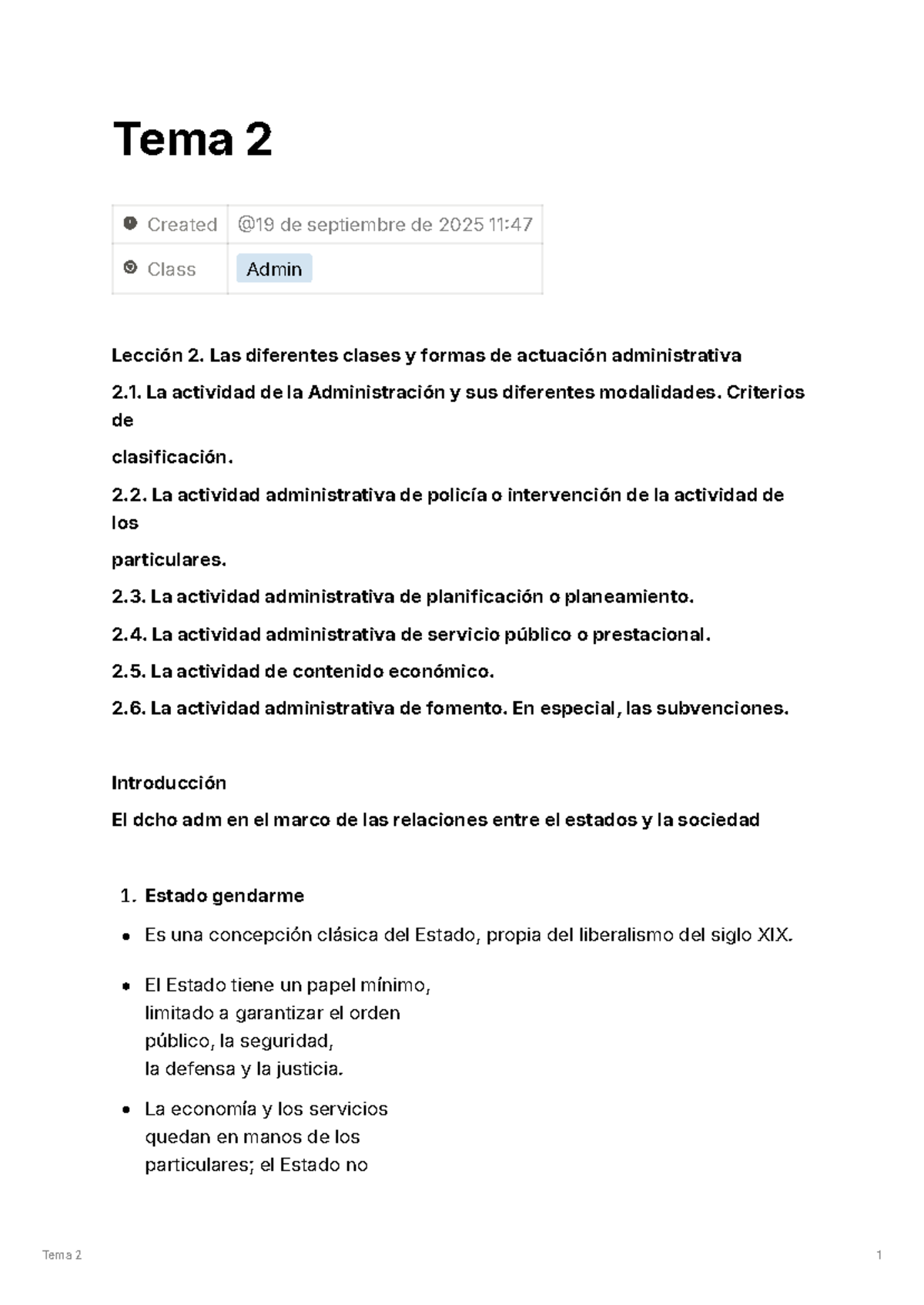 Admin T2: Lección 2 - Clases y Formas de Actuación Administrativa - Studocu