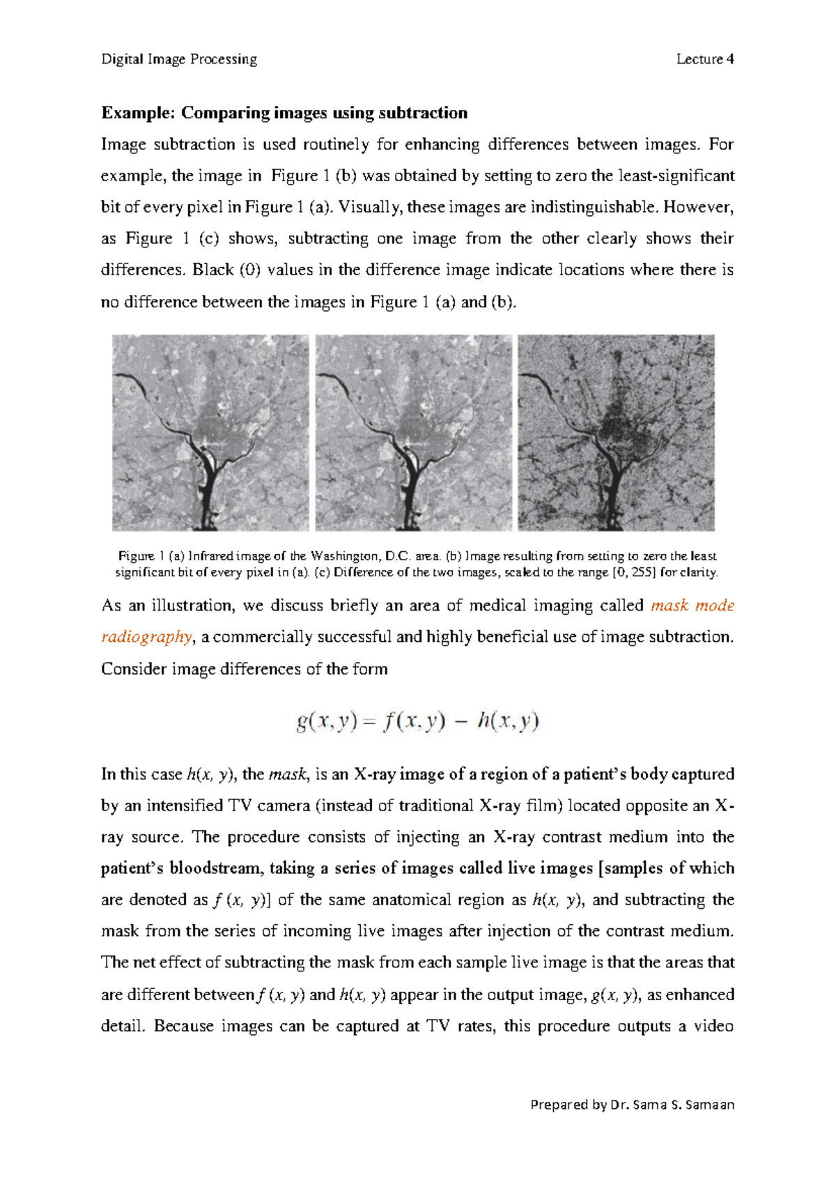 Digital Image Processing (DIP) Lecture 4: Image Subtraction Techniques - Studocu