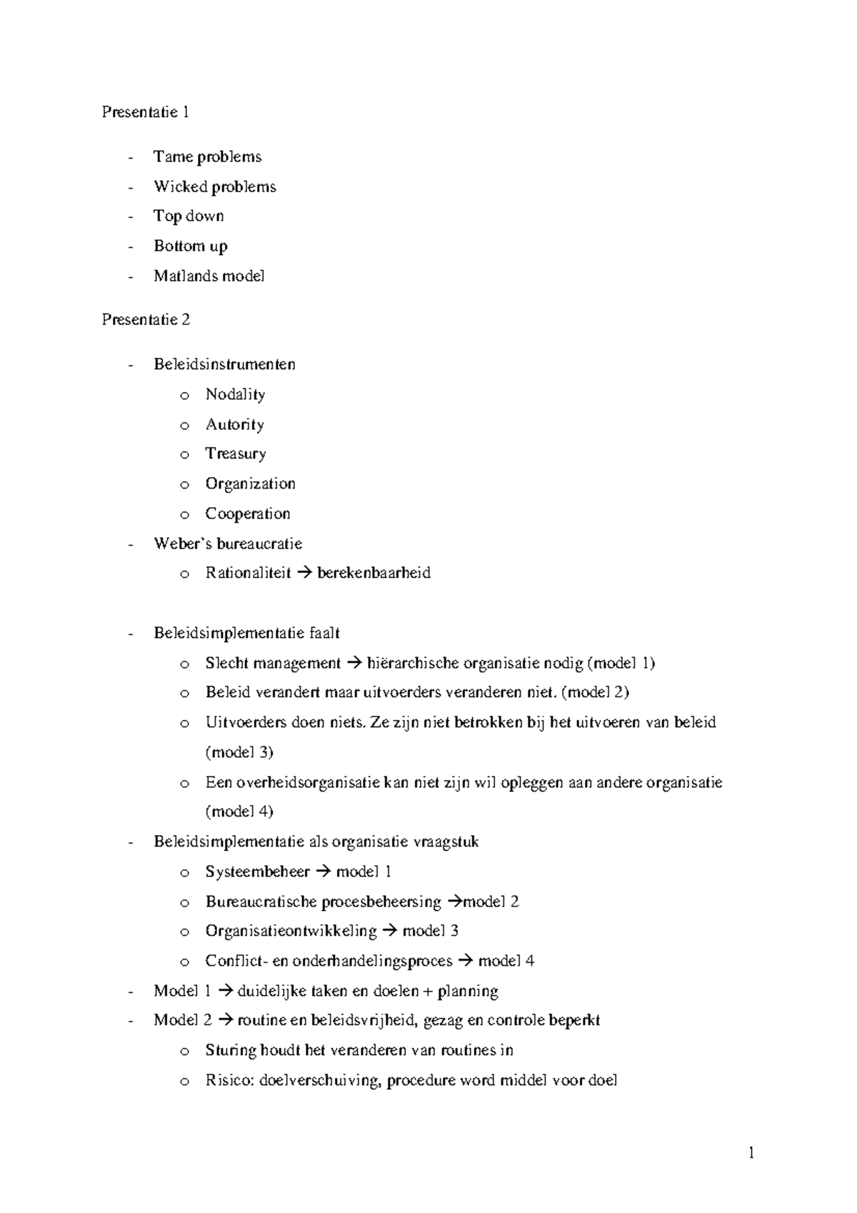 samenvatting presentaties - Presentatie 1 Tame problems Wicked problems ...